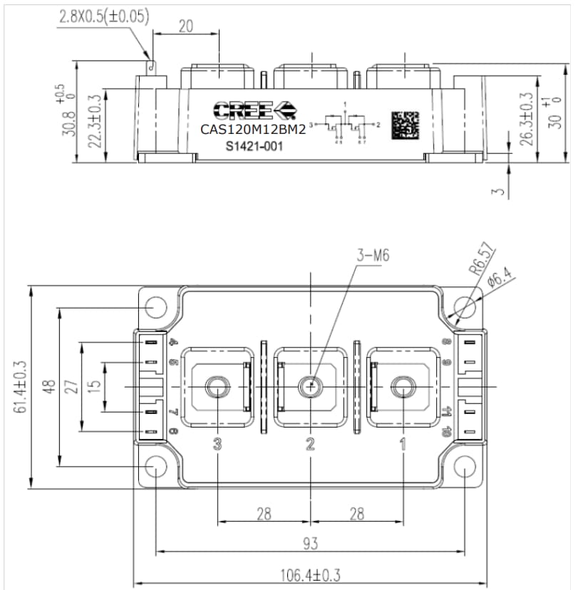 CAS120M12BM2 SiC Half-Bridge Power Module - Wolfspeed | Mouser