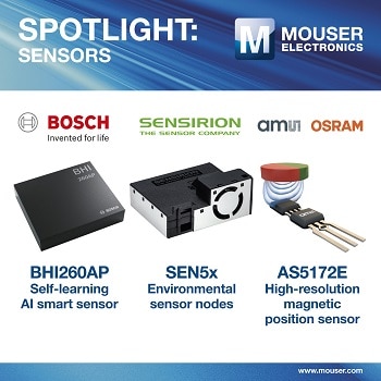 Mouser Stocks Latest Sensor Solutions for a Diverse Set of Applications